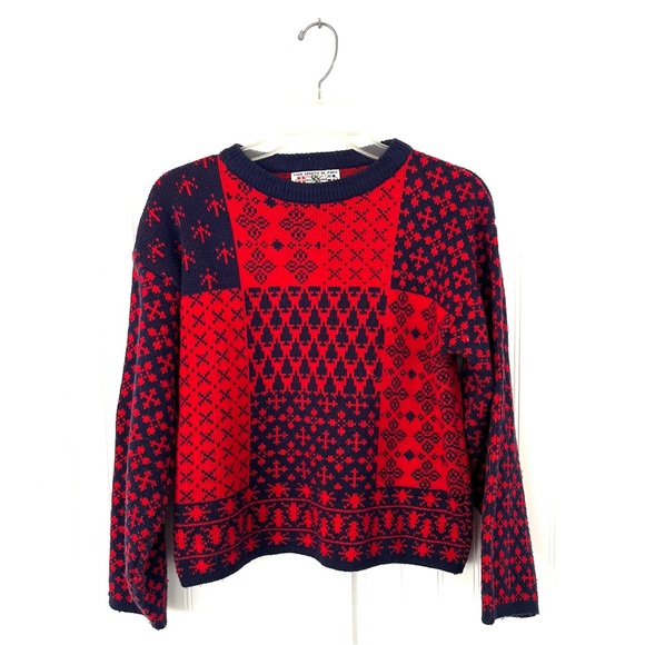 Vintage | Sweaters | Vintage 8s Boxy Cropped Sweater Crewneck Bright ...